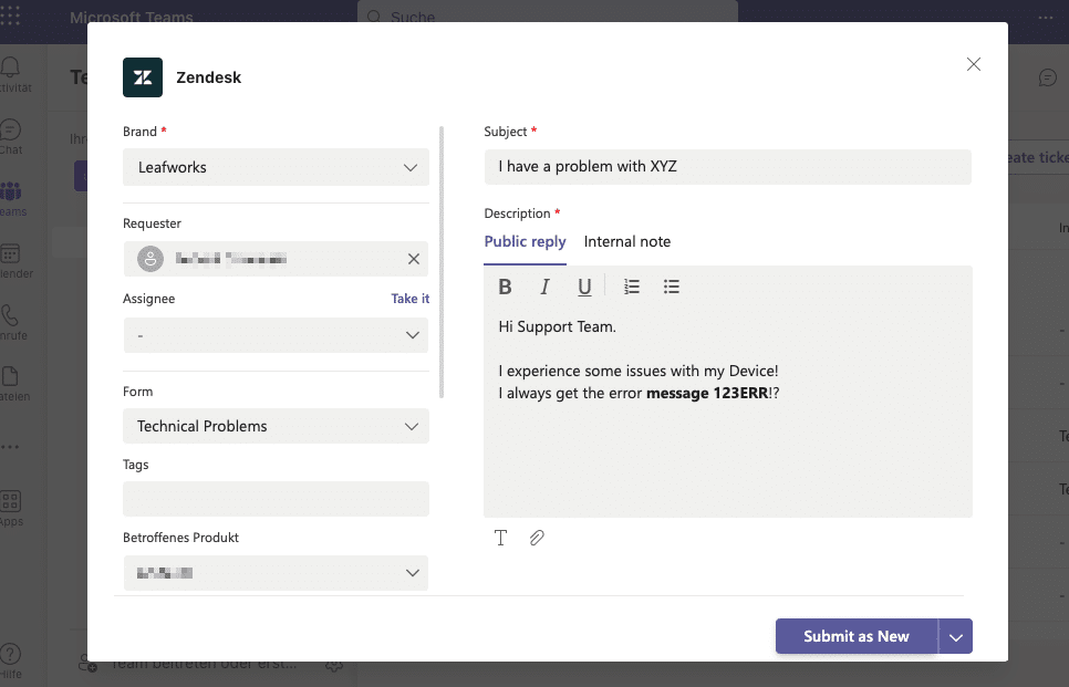 MS Teams Ticketsystem - Leafworks