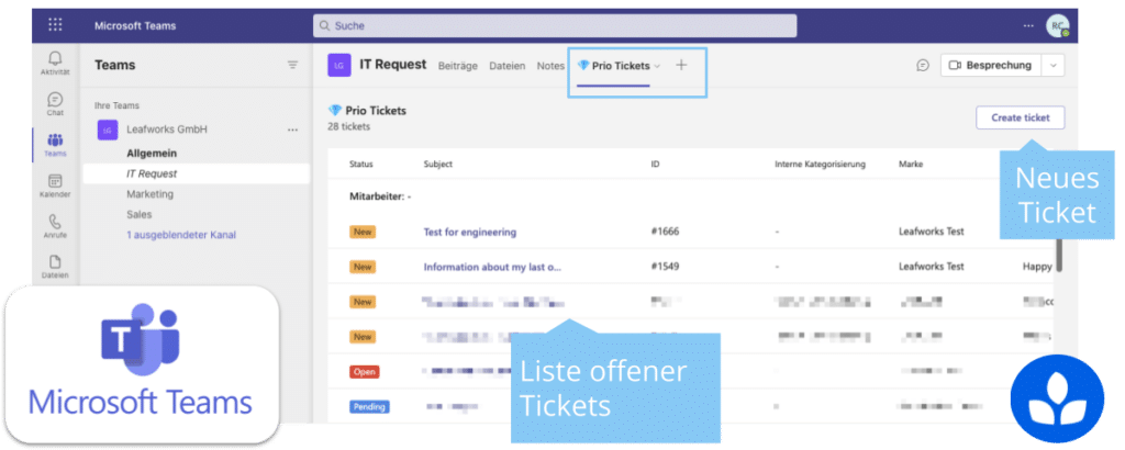 MS Teams Ticketsystem - Leafworks