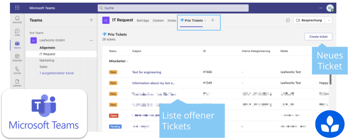 MS Teams Ticketsystem - Leafworks